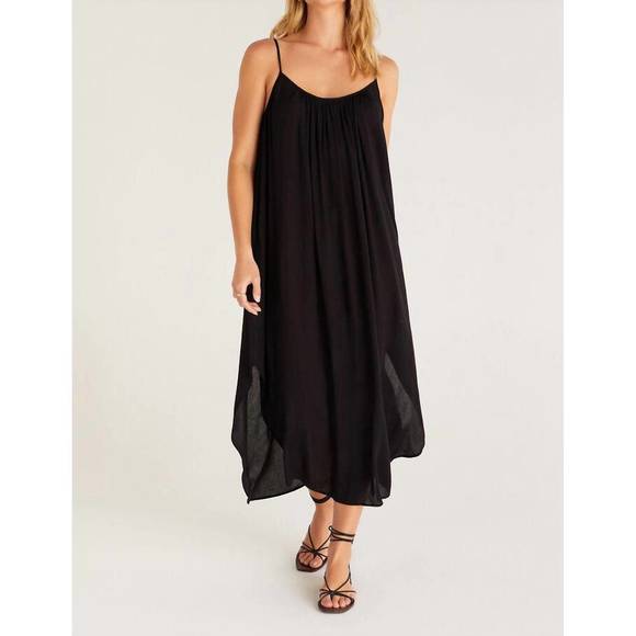 Z Supply | Dresses | New Z Supply Tiana Crinkle Midi Dress In Black ...